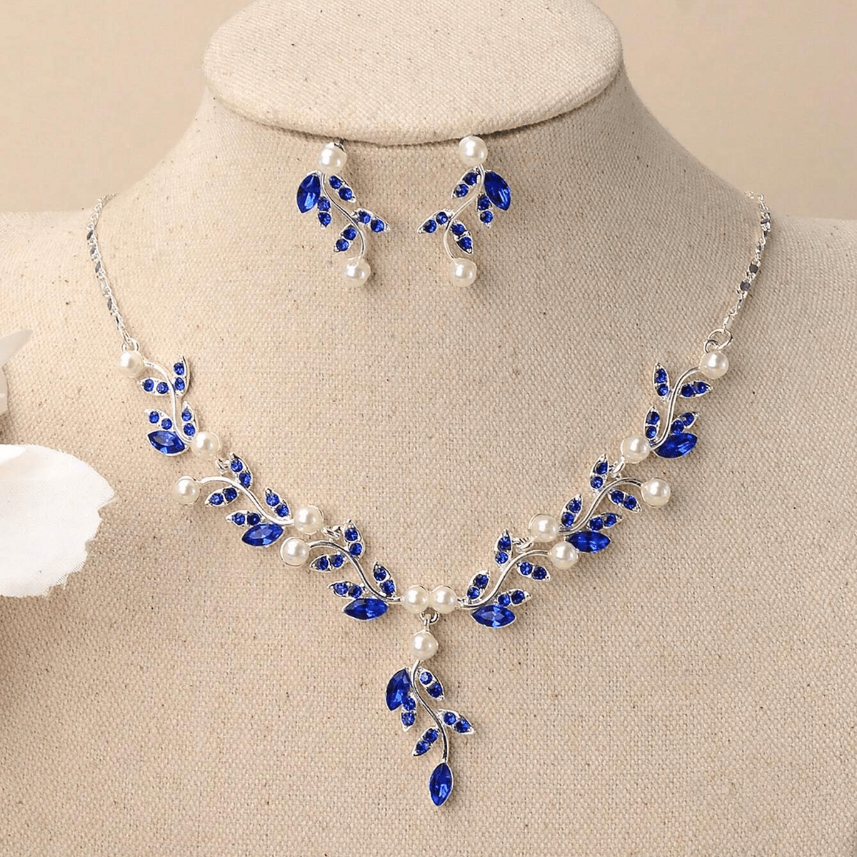 Hallmark Silver Sadabahar Blue Design Jewelry Set – Zarkan