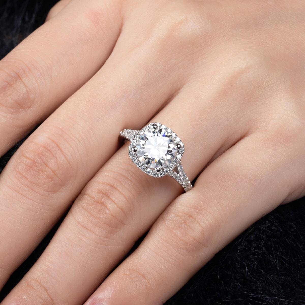Hallmarked Engagement Silver Ring With Classic Diamond – Zarkan