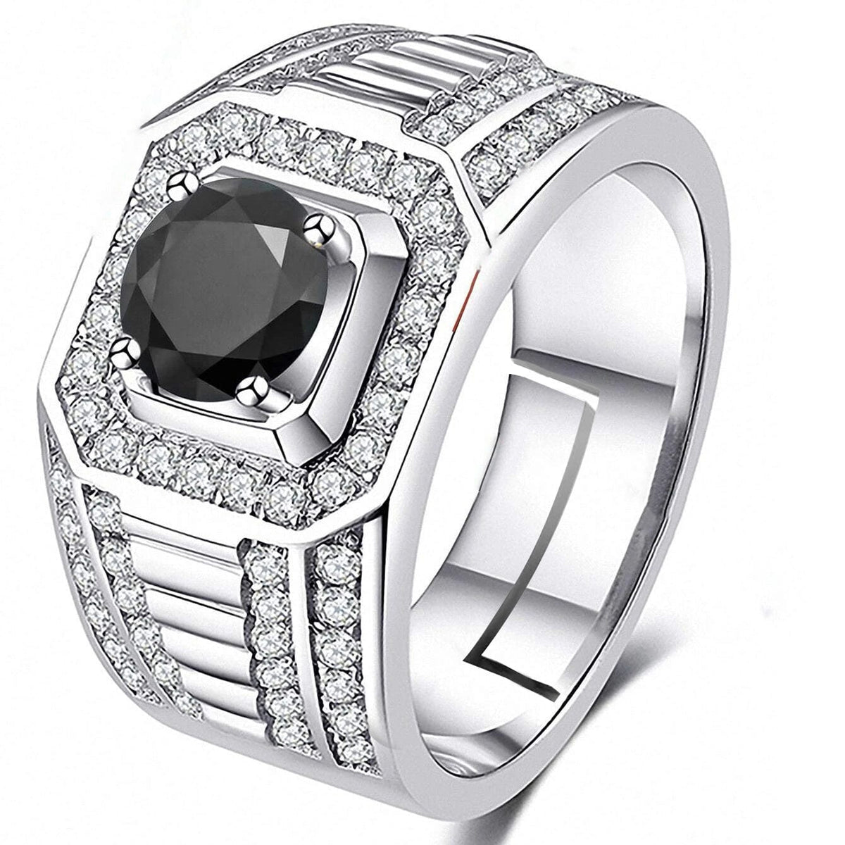 Hallmarked Silver Ring With Black Diamond For Men – Zarkan