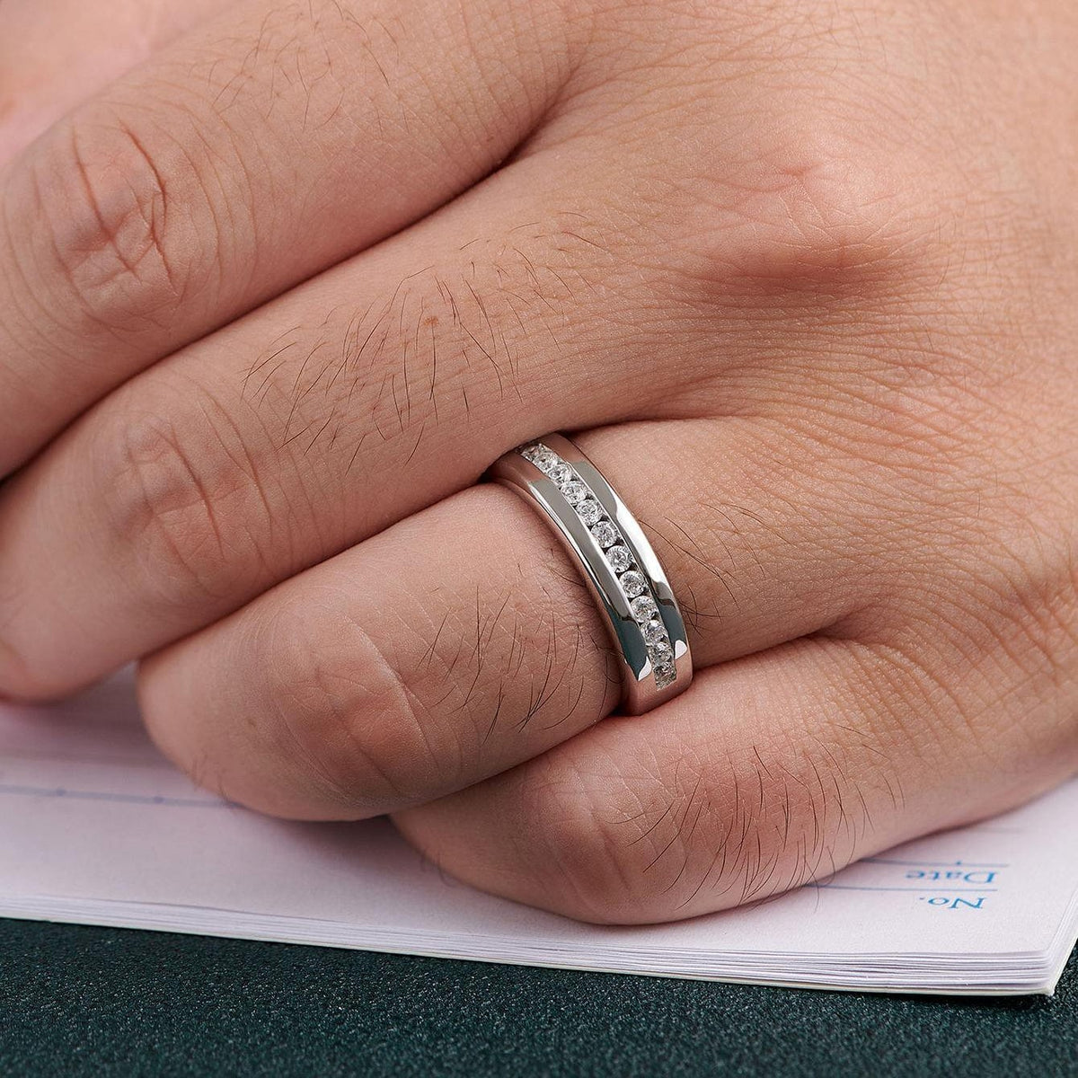 Hallmarked Silver Ring With Classic Diamond for Men – Zarkan