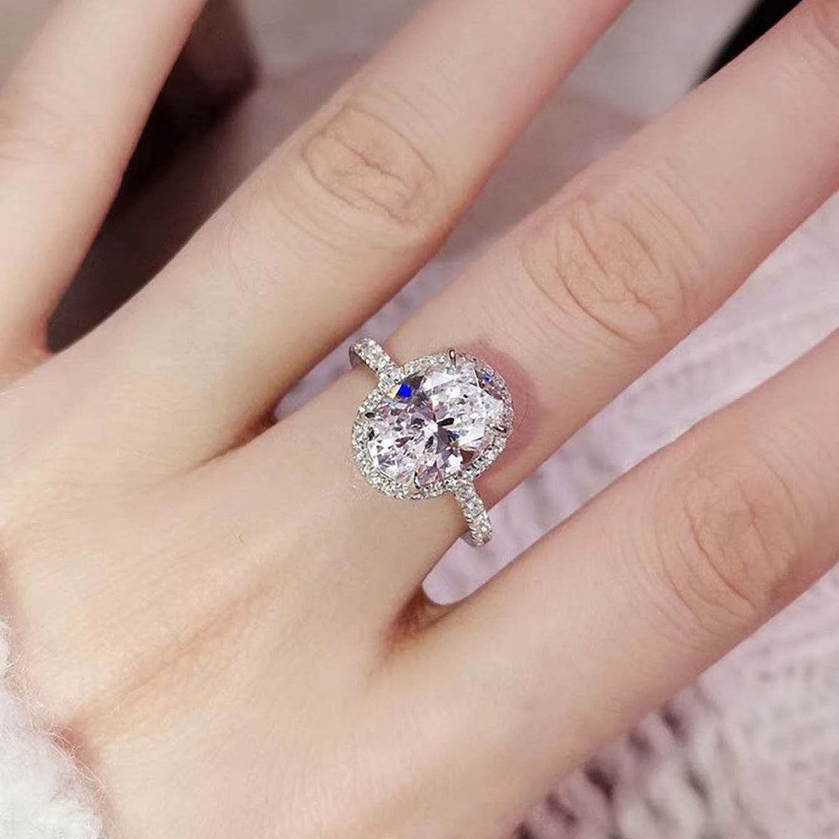 Hallmarked Silver Ring With Oval Cut Diamond – Zarkan