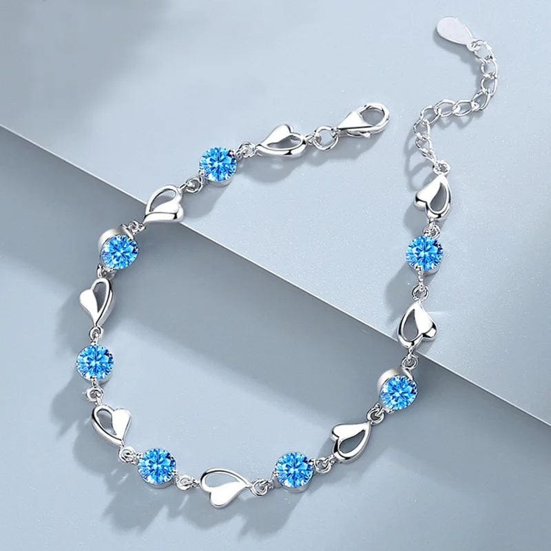 Hallmark Silver Blue Crystal Heart Bracelet – Zarkan