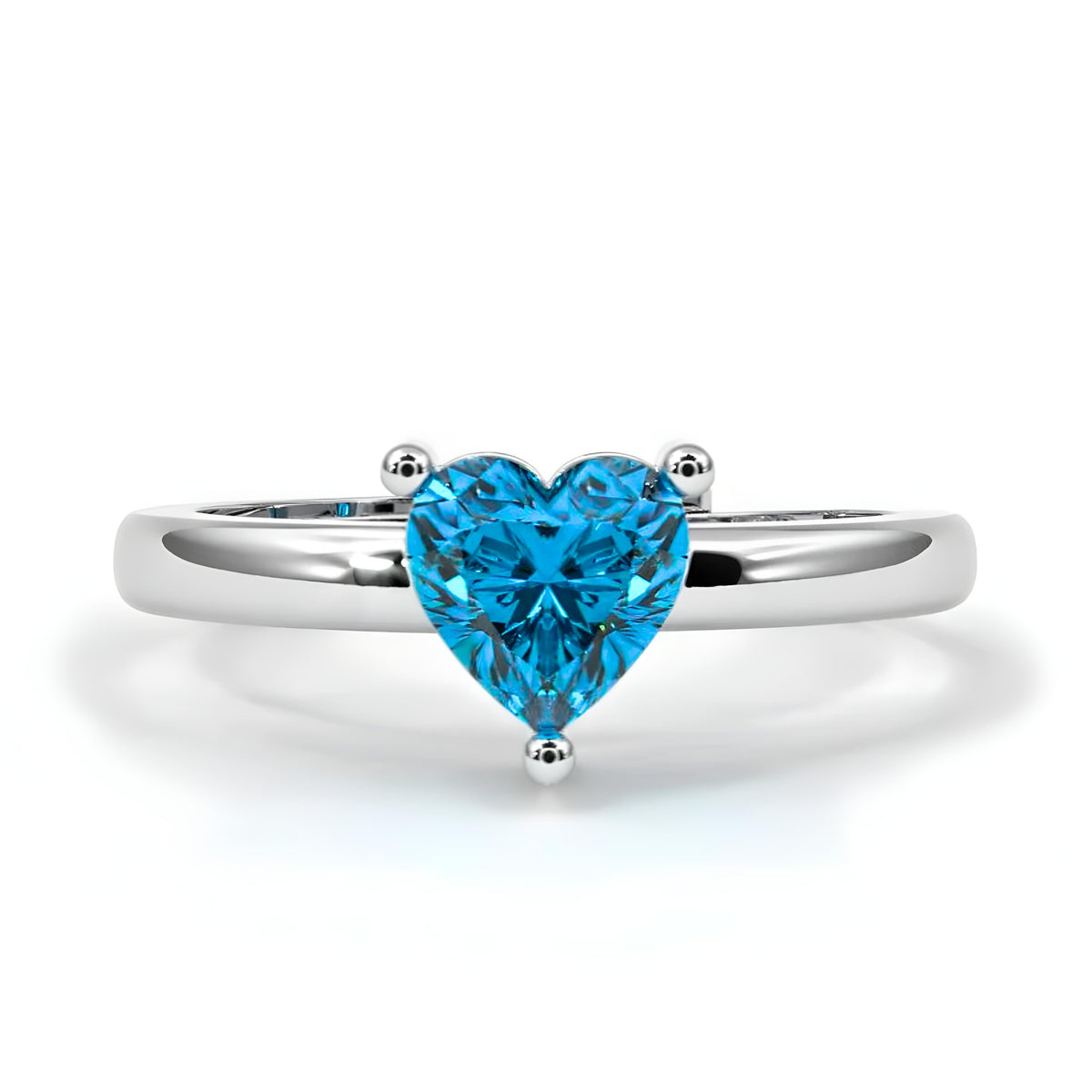 Zarkan 925 Sterling Silver Blue Heart Ring