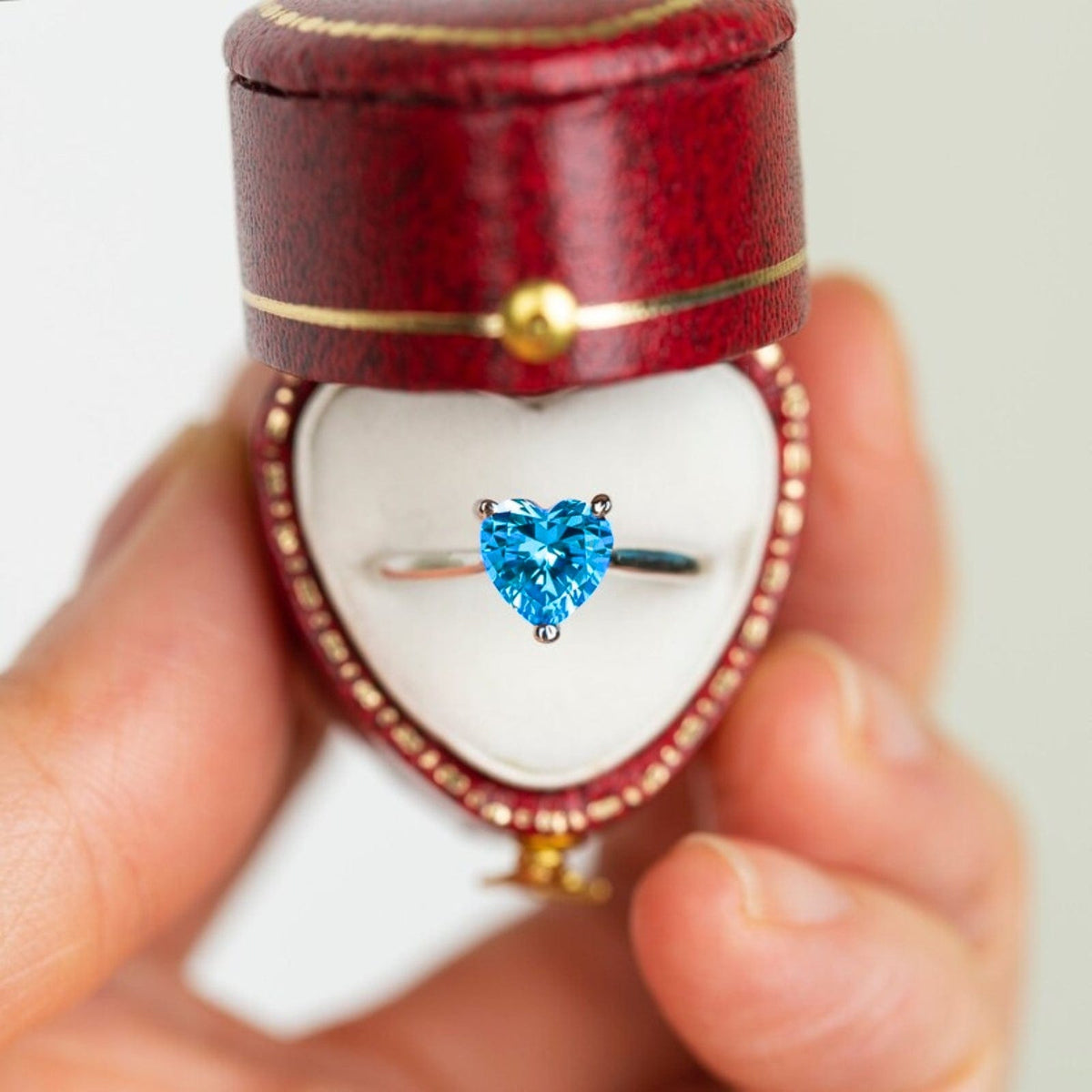 Zarkan 925 Sterling Silver Blue Heart Ring