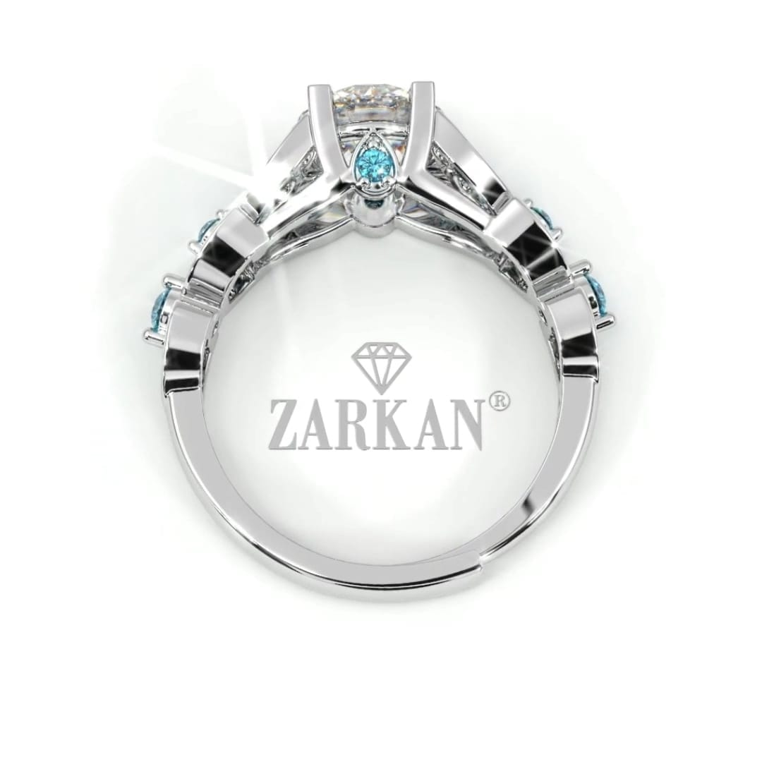Zarkan Princes Blue Crown 925 Pure Silver Ring