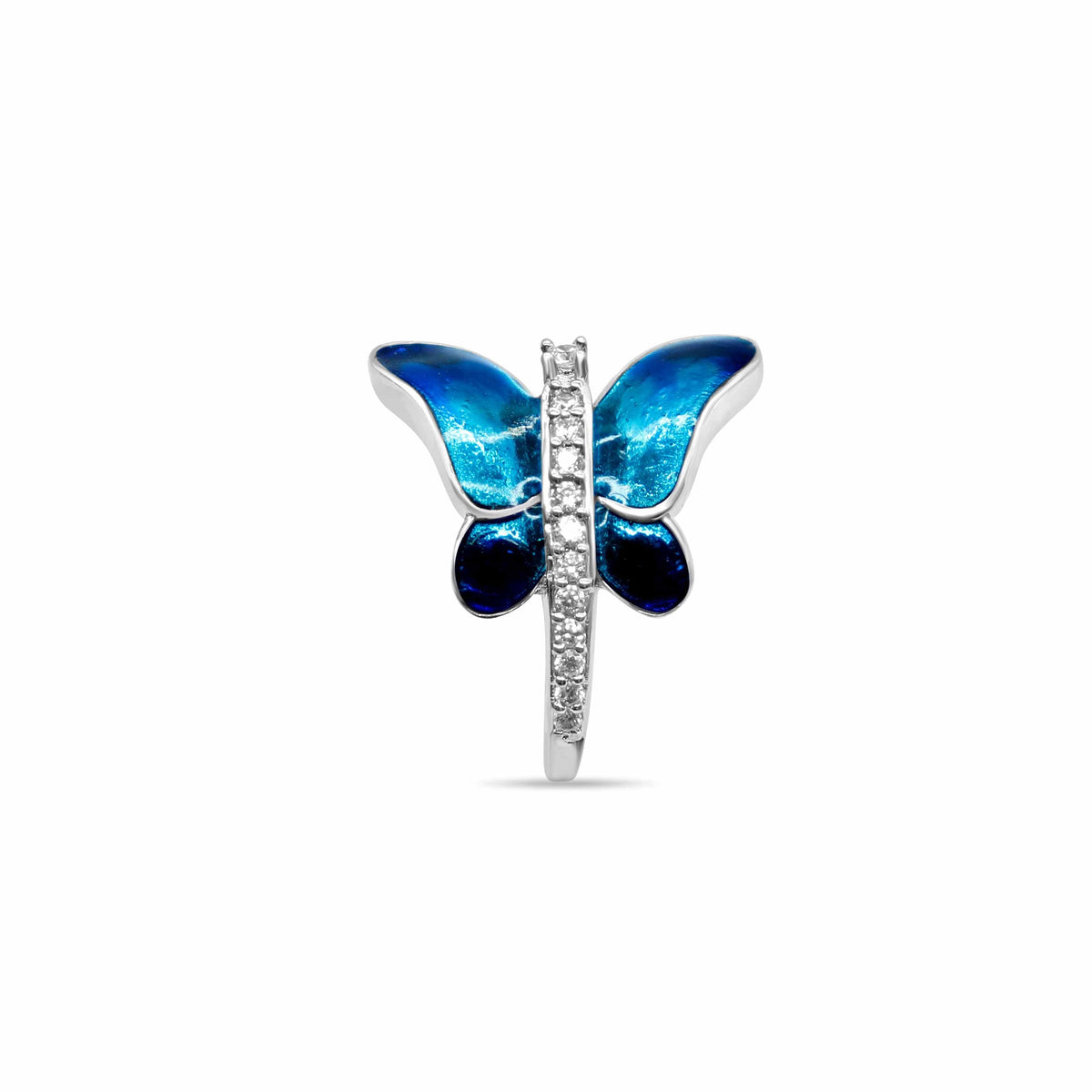 Blue Butterfly Diamond 925 Silver Ring – Zarkan