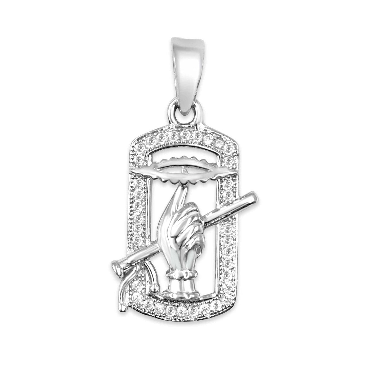 Zarkan 925 Silver Lord Krishna Hands Pendant with Flute