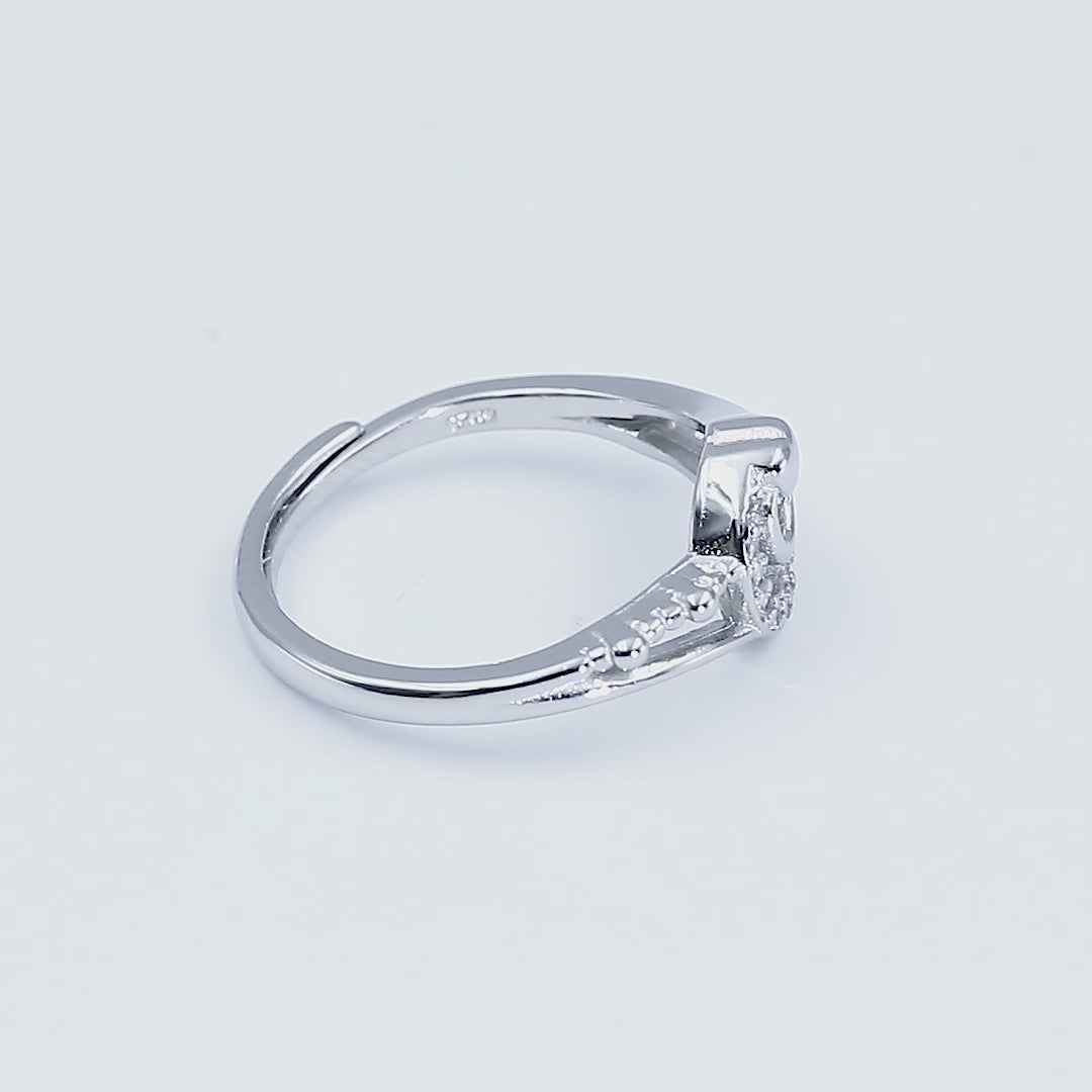 Zarkan Heart Double Loop Pure Silver Ring