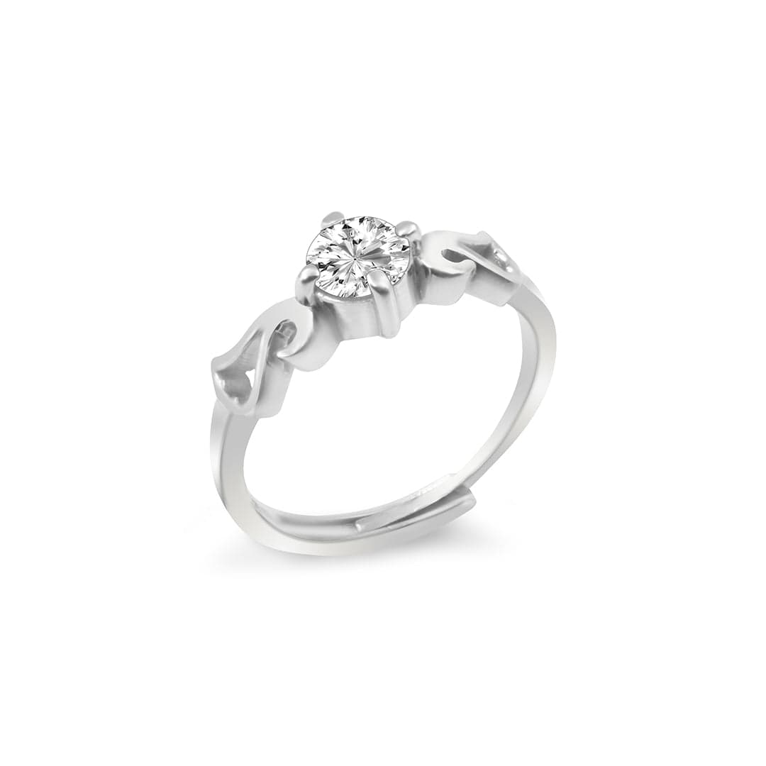 Luxe American Diamond Silver Ring – Zarkan
