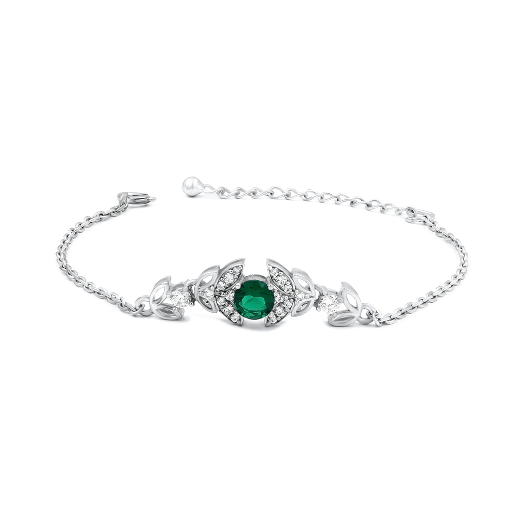 Zarkan Green Bits of Bloom Silver Bracelet