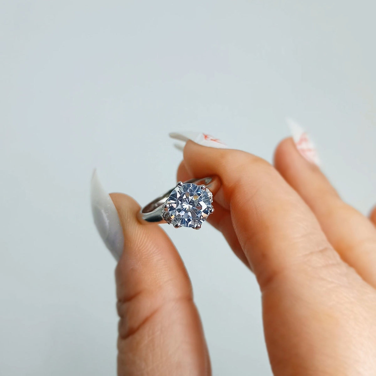 Moissanite 2 Carat Diamond Classic 925 Pure Silver Engagement Ring for ...