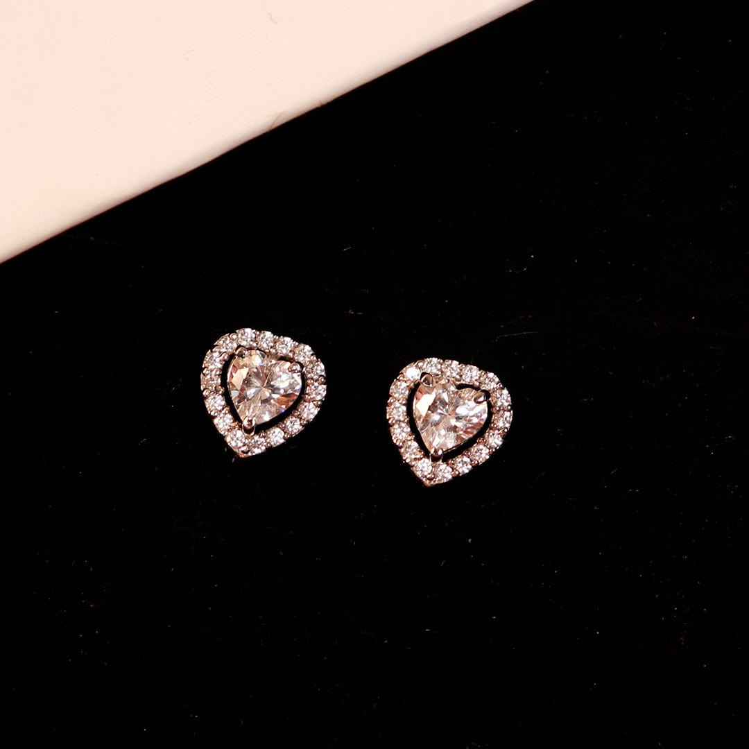 Zarkan Zircon Heart Cute Silver Studs