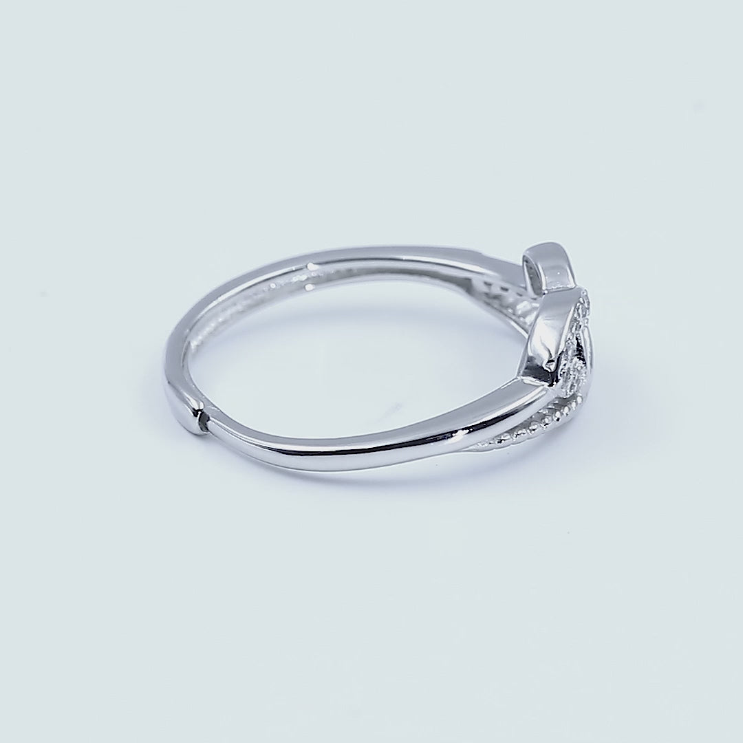 Zarkan Pure Silver Love Chain Ring