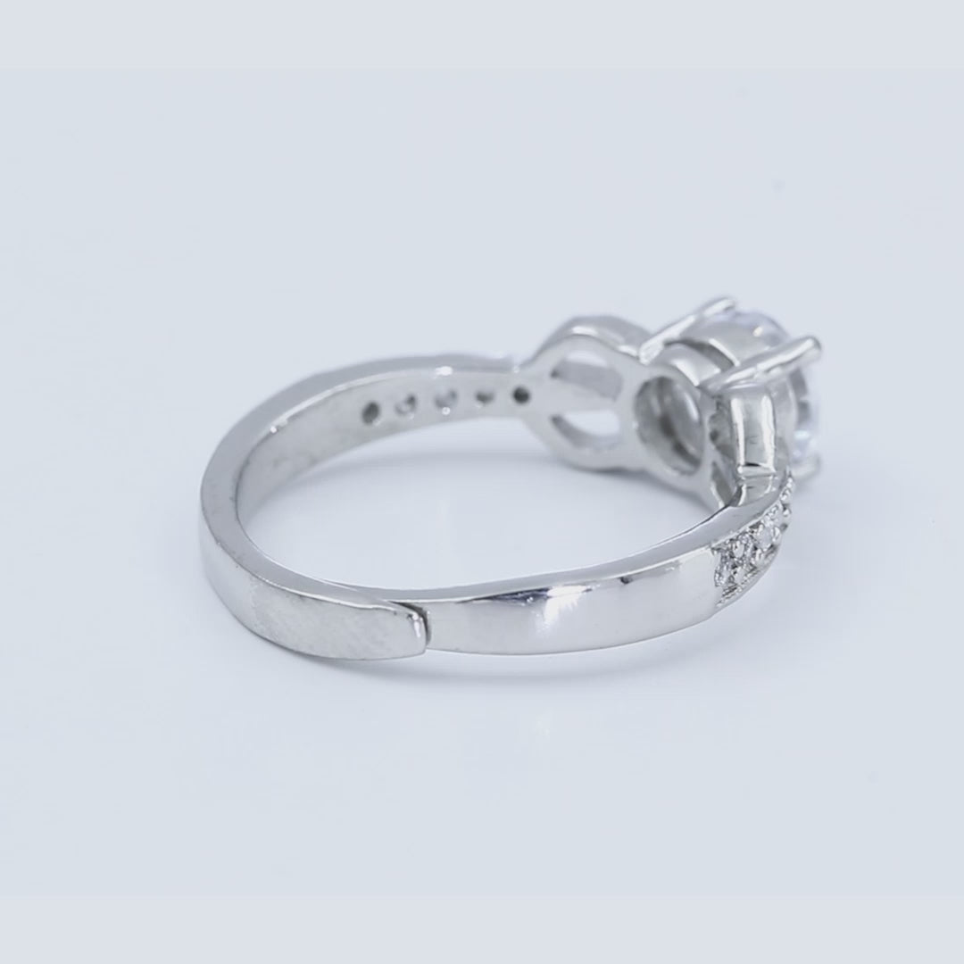 Zarkan Trident Silver Solitaire Ring