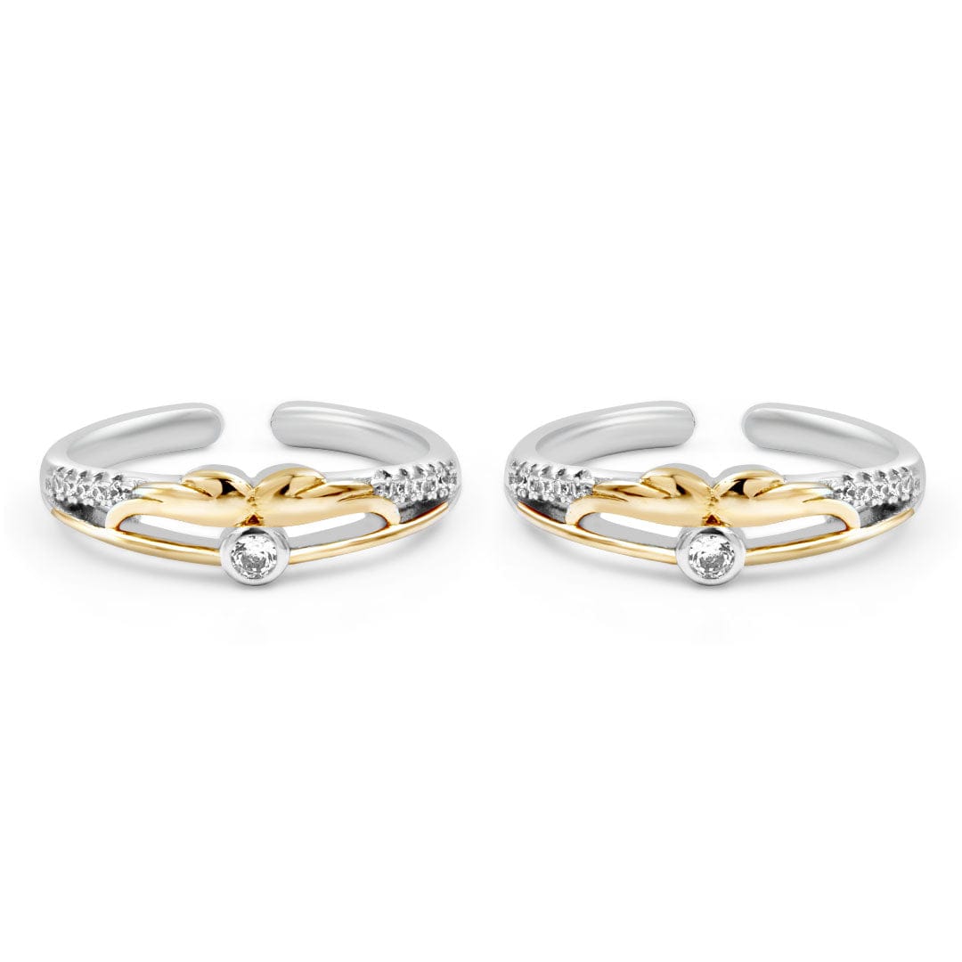 Zarkan Golden Spotlight Silver Toe Rings